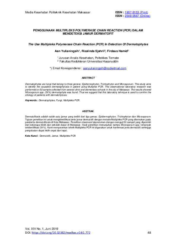 (PDF) Penggunaan Multipleks Polymerase Chain Reaction (PCR) Dalam ...