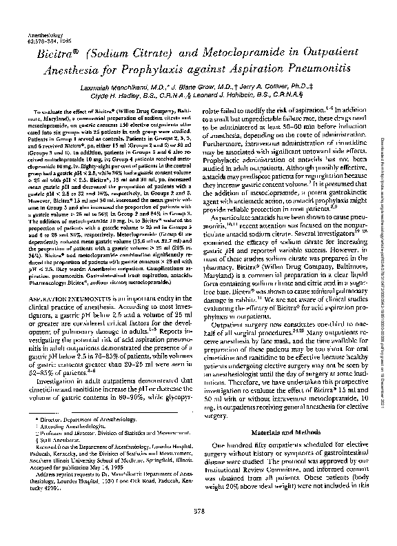 (PDF) Bicitra®(Sodium Citrate) and Metoclopramide in Outpatient ...