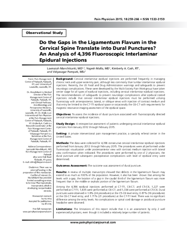 (PDF) Do the Gaps in the Ligamentum Flavum in the Cervical Spine ...