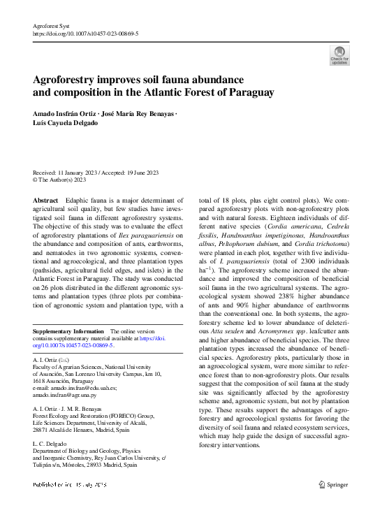 (PDF) Agroforestry improves soil fauna abundance and composition in the ...