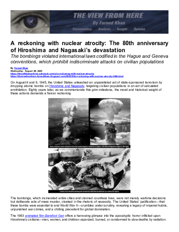 (PDF) A reckoning with nuclear atrocity: The 80th anniversary of ...