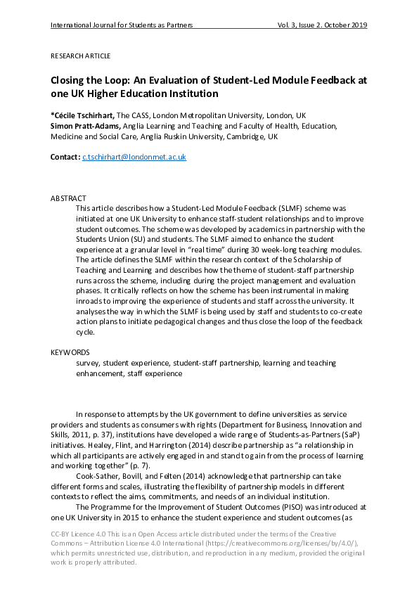 (PDF) Closing the loop: An evaluation of student-led module feedback at ...
