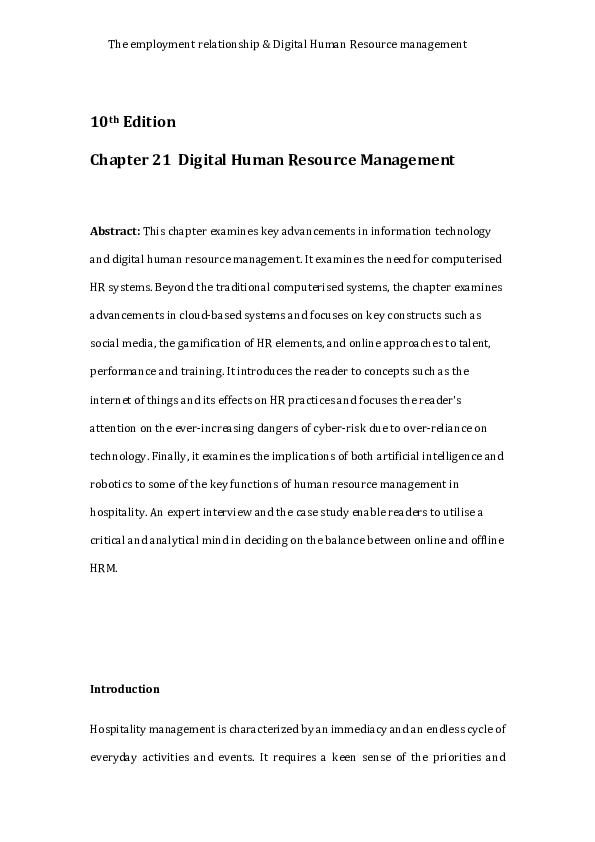 (PDF) Digital human resource management