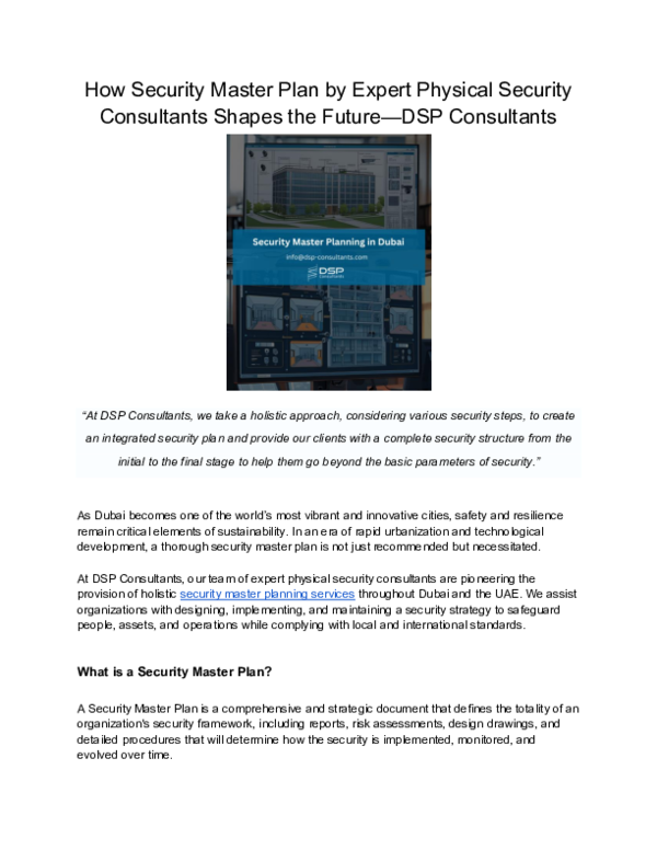 (PDF) How Security Master Plan by Expert Physical Security Consultants ...