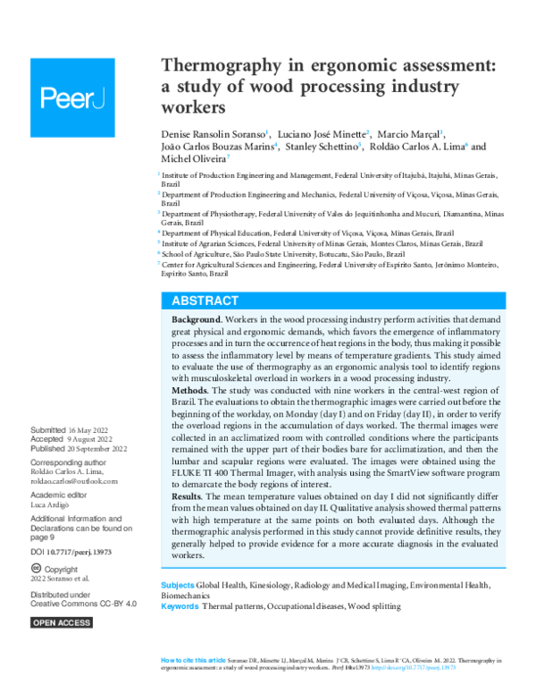 (PDF) Thermography in ergonomic assessment: a study of wood processing ...
