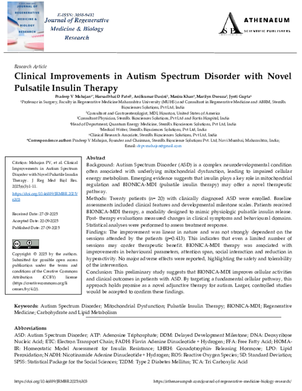 (PDF) Clinical Improvements in Autism Spectrum Disorder with Novel ...