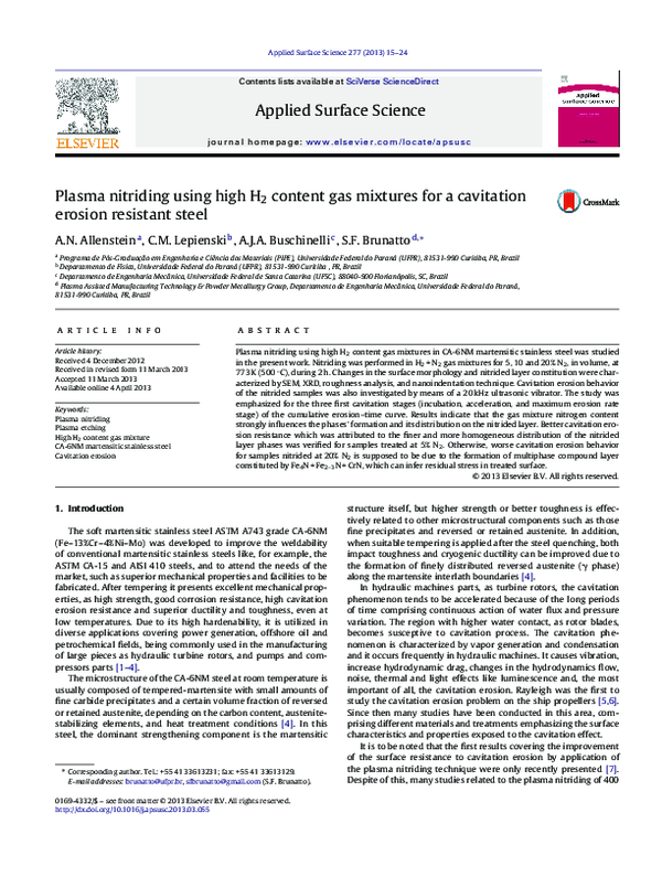 (PDF) Plasma nitriding using high H2 content gas mixtures for a ...