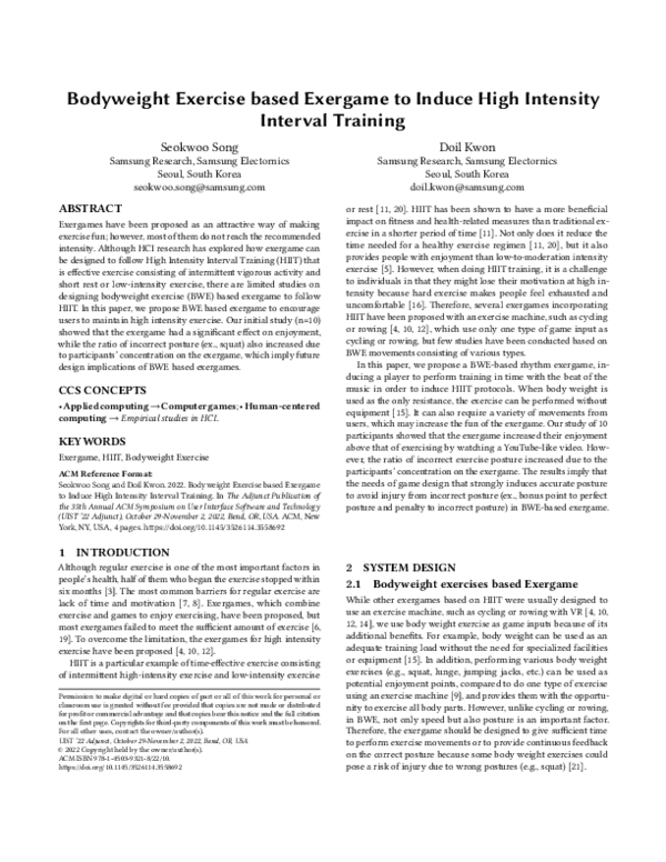 (PDF) Bodyweight Exercise based Exergame to Induce High Intensity ...