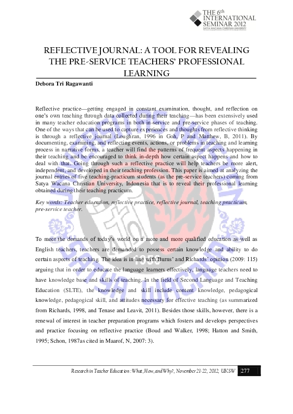 (PDF) Reflective Journal: a Tool For Revealing the Pre-Service Teachers ...