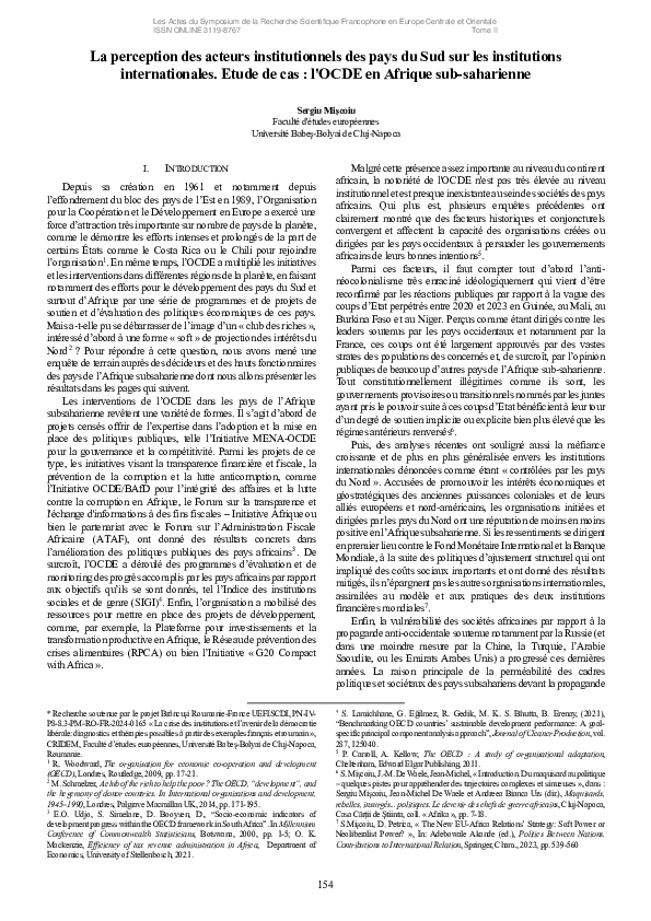 (PDF) La perception des acteurs institutionnels des pays du Sud sur les ...