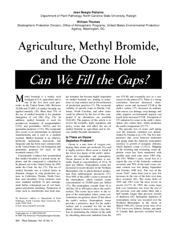 (PDF) Agriculture, Methyl Bromide, and the Ozone Hole: Can We Fill the ...