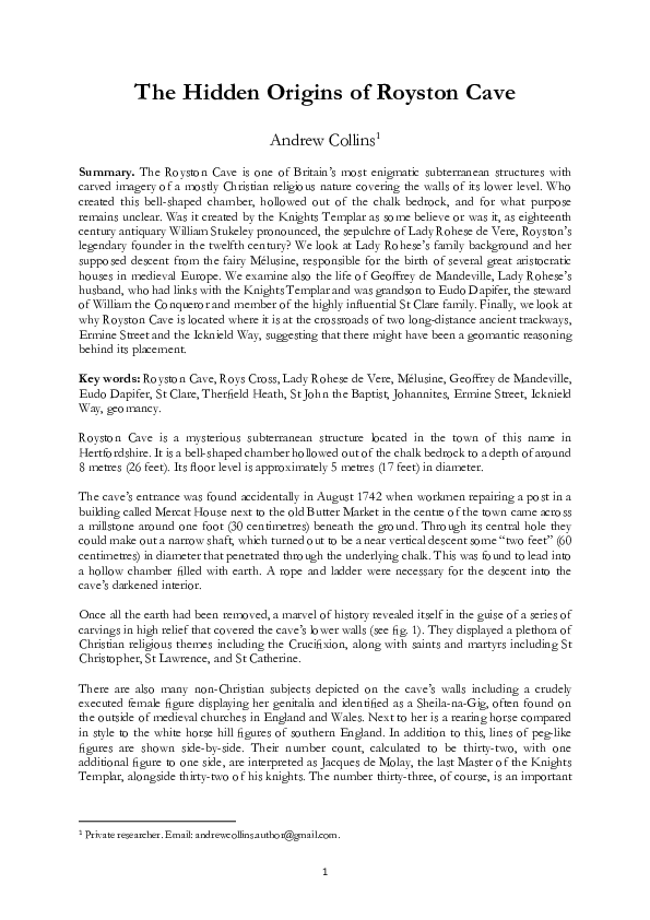 (PDF) The Hidden Origins of Royston Cave