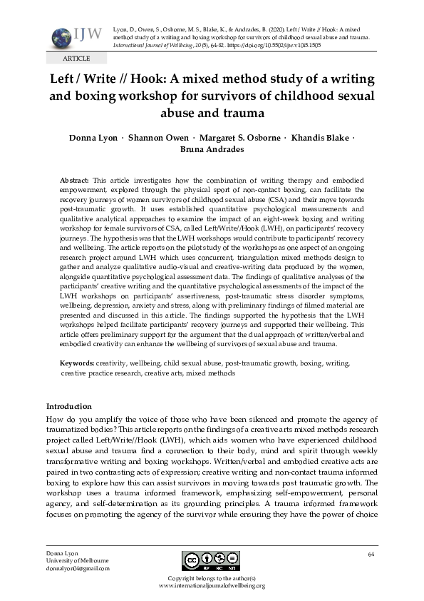 (PDF) Left / Write // Hook: A mixed method study of a writing and ...