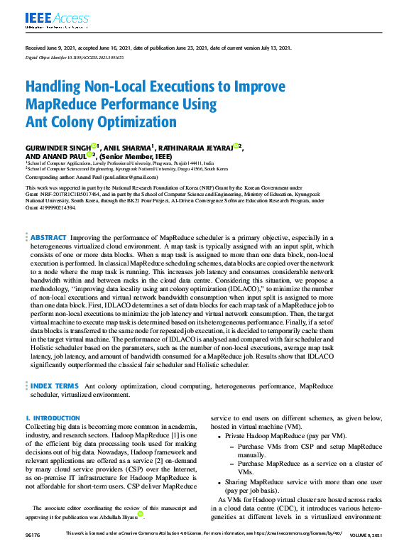 (PDF) Handling Non-Local Executions to Improve MapReduce Performance Using Ant Colony Optimization