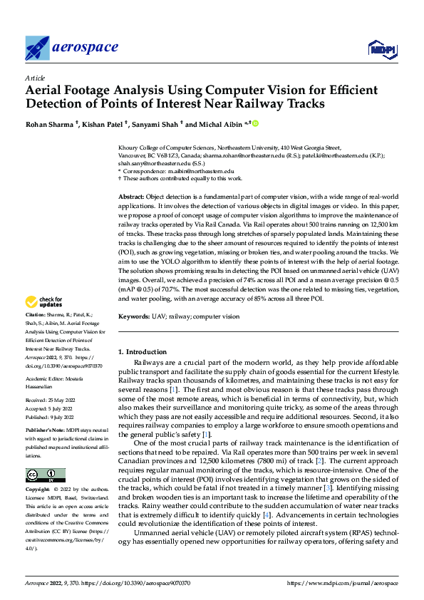 (PDF) Aerial Footage Analysis Using Computer Vision for Efficient ...