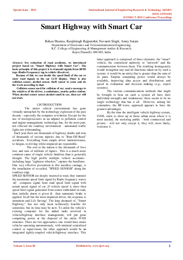 (PDF) Smart Highway with Smart Car