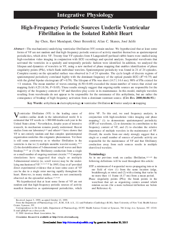 (PDF) High-Frequency Periodic Sources Underlie Ventricular Fibrillation ...