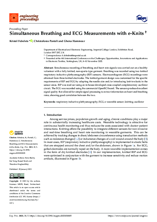 (PDF) Simultaneous Breathing and ECG Measurements with e-Knits