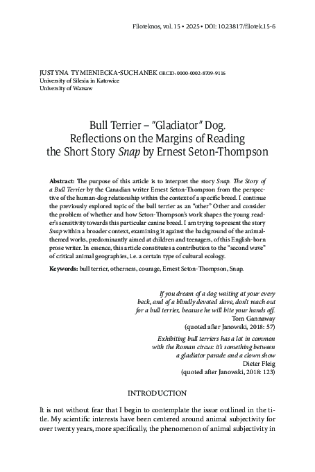 (PDF) Bull Terrier -"Gladiator" Dog . Reflections on the Margins of ...