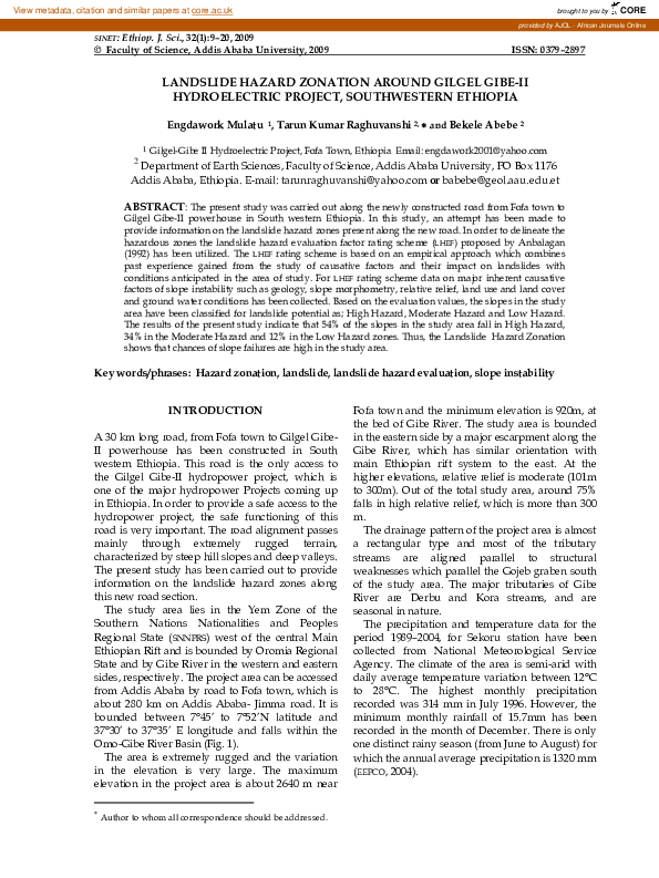 (PDF) Landslide hazard zonation around Gilgel Gibe-II Hydroelectric ...