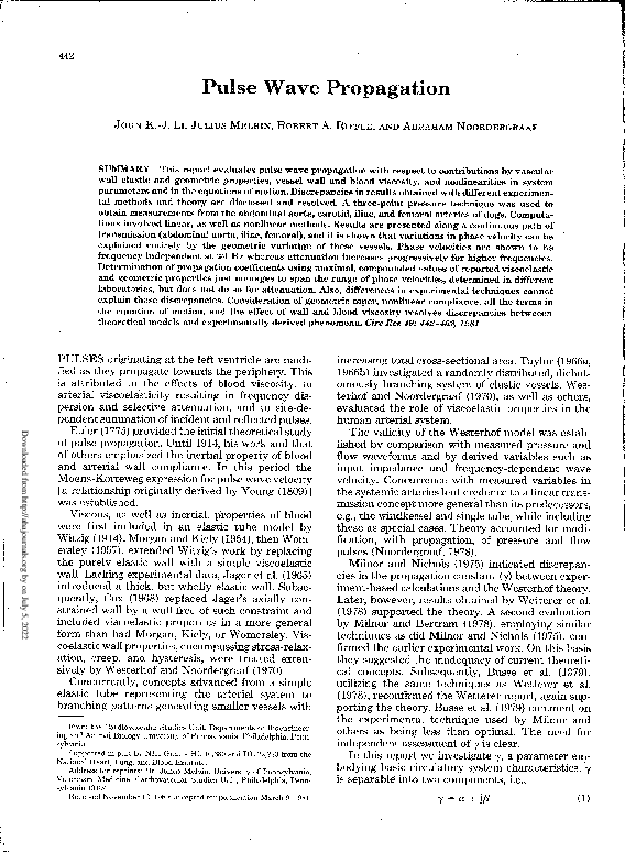 (PDF) Pulse wave propagation