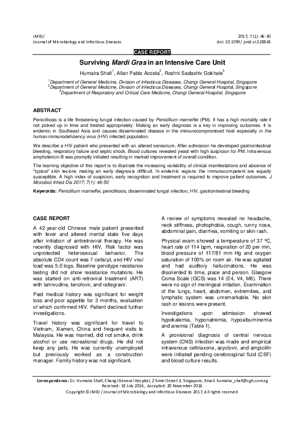 (PDF) Surviving Mardi Gras in an Intensive Care Unit