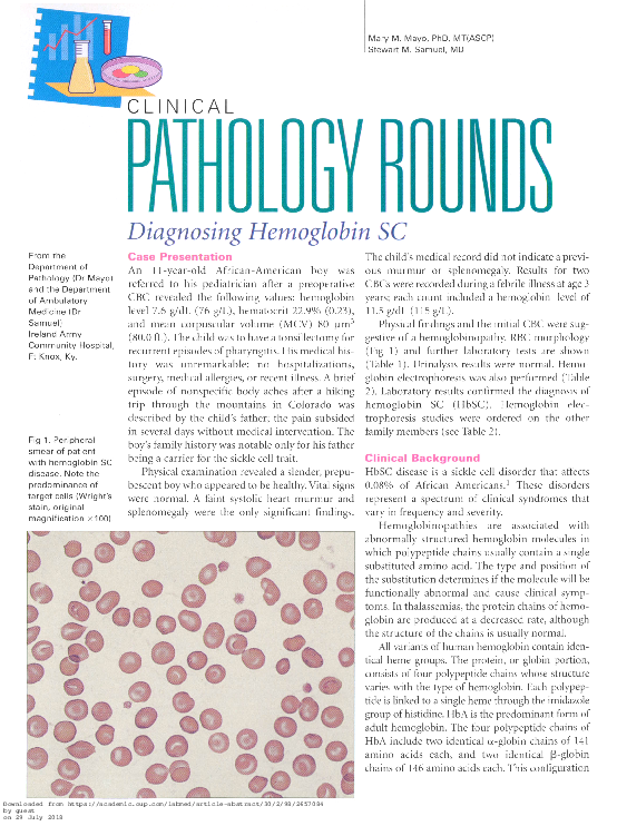 (PDF) Diagnosing Hemoglobin SC