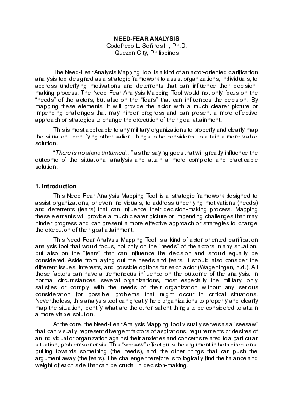 (PDF) NEED-FEAR ANALYSIS