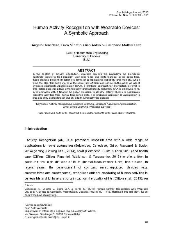 (PDF) Human Activity Recognition with Wearable Devices: A Symbolic Approach