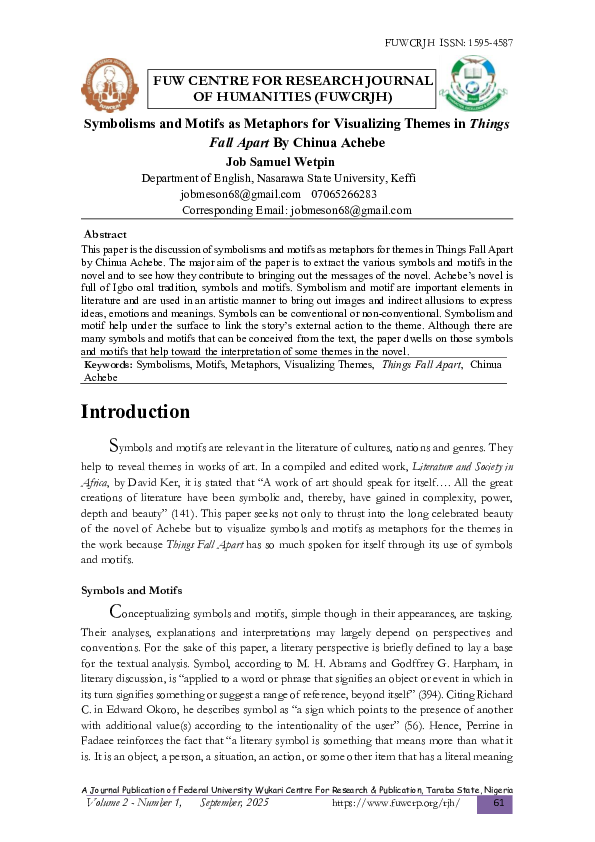 (PDF) Symbolisms and Motifs as Metaphors for Visualizing Themes in ...