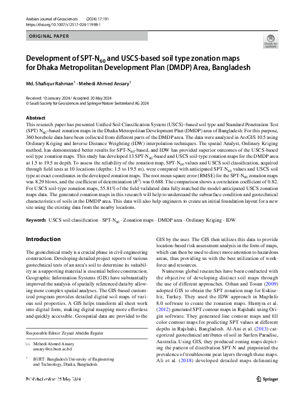 (PDF) Development of SPT-N 60 and USCS-based soil type zonation maps ...