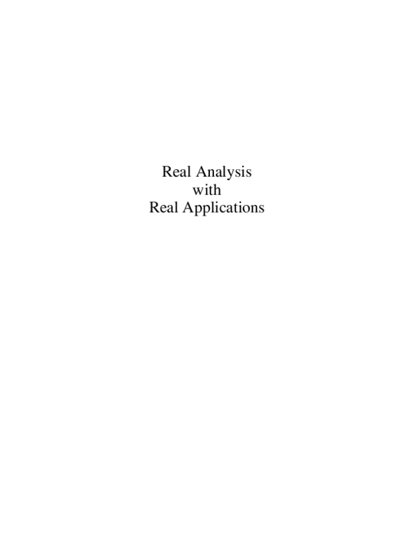 (PDF) Real Analysis with Real Applications