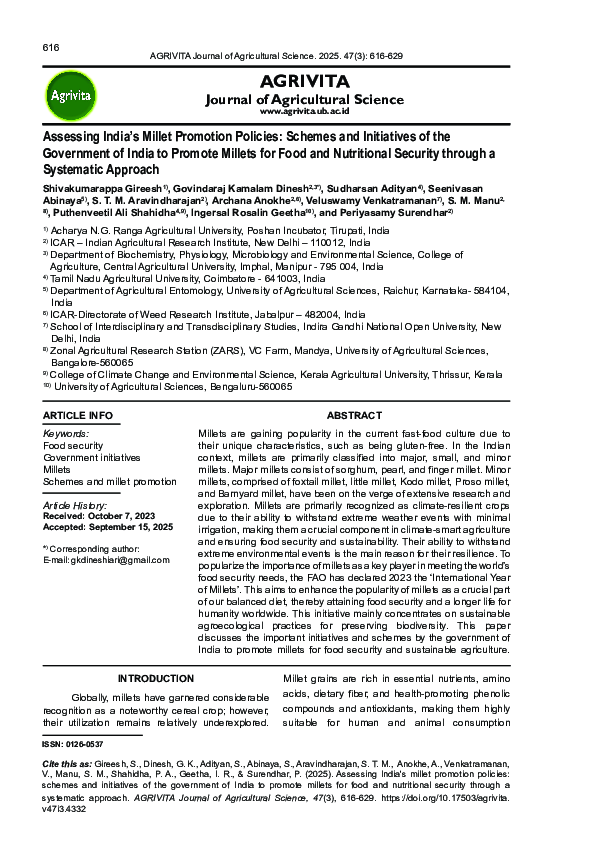 (PDF) Assessing India's Millet Promotion Policies: Schemes and ...