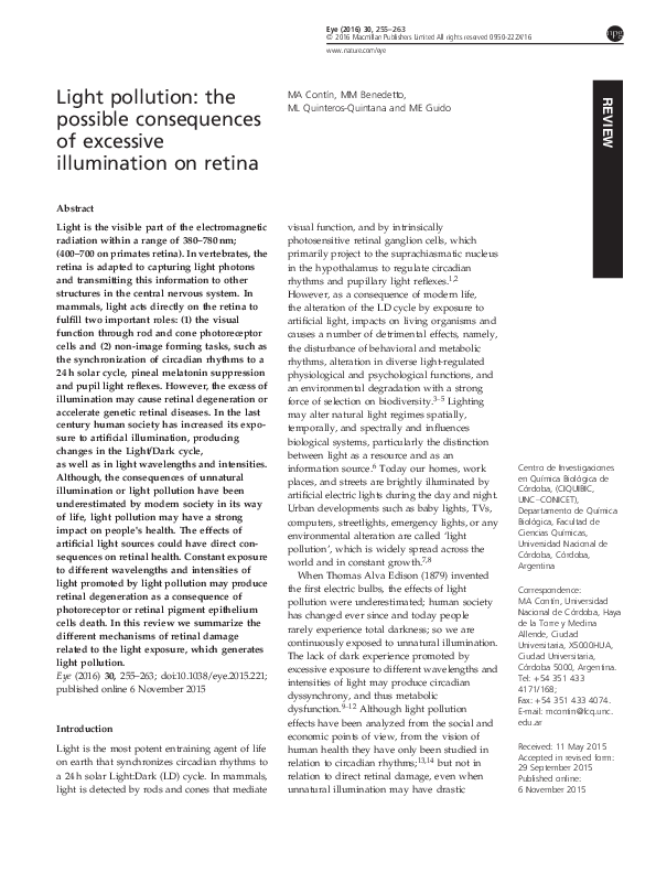 (PDF) Light pollution: the possible consequences of excessive ...