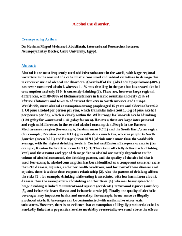 (PDF) Alcohol use disorder