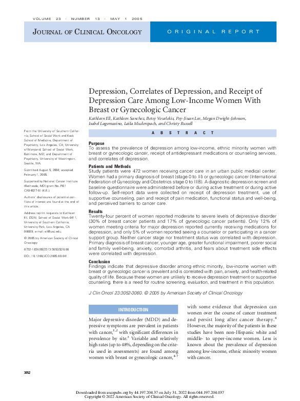 (PDF) Depression, Correlates of Depression, and Receipt of Depression ...
