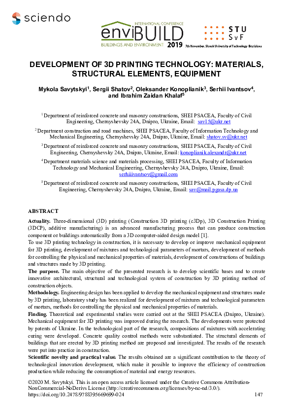(PDF) Development of 3D Printing Technology: Materials, Structural ...