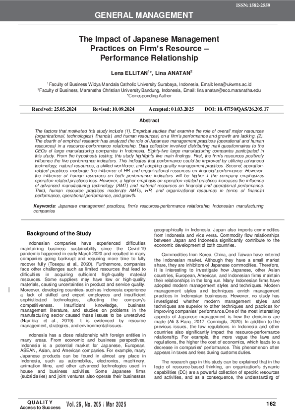 (PDF) The Impact of Japanese Management Practices on Firm's Resource ...