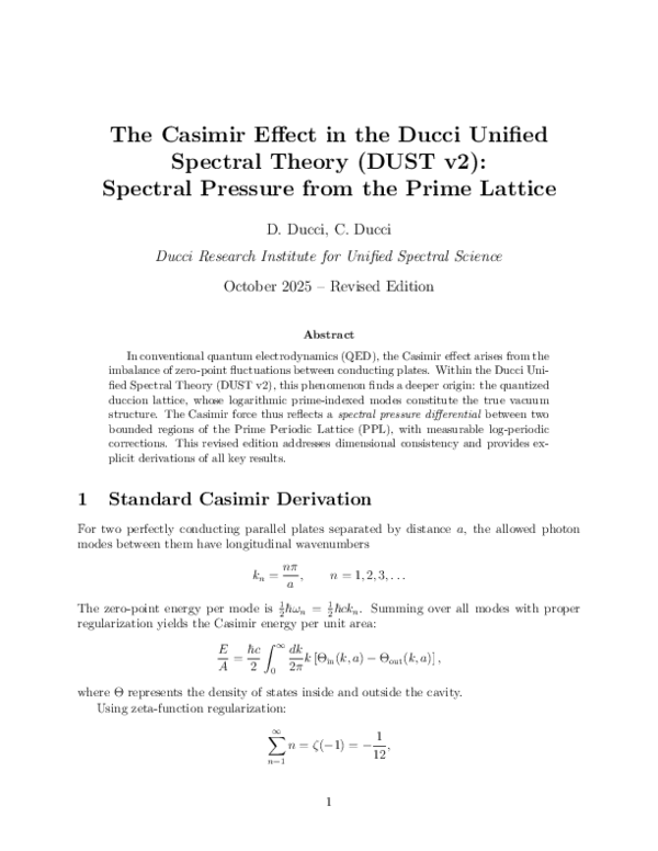 (PDF) The Casimir Effect in the Ducci Unified Spectral Theory (DUST v2 ...