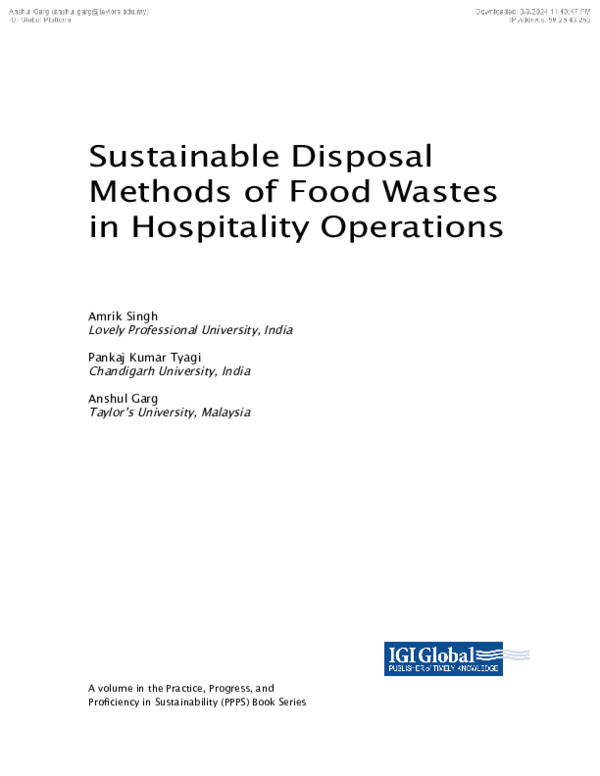 (PDF) Sustainable Disposal Methods of Food Wastes in Hospitality Operations