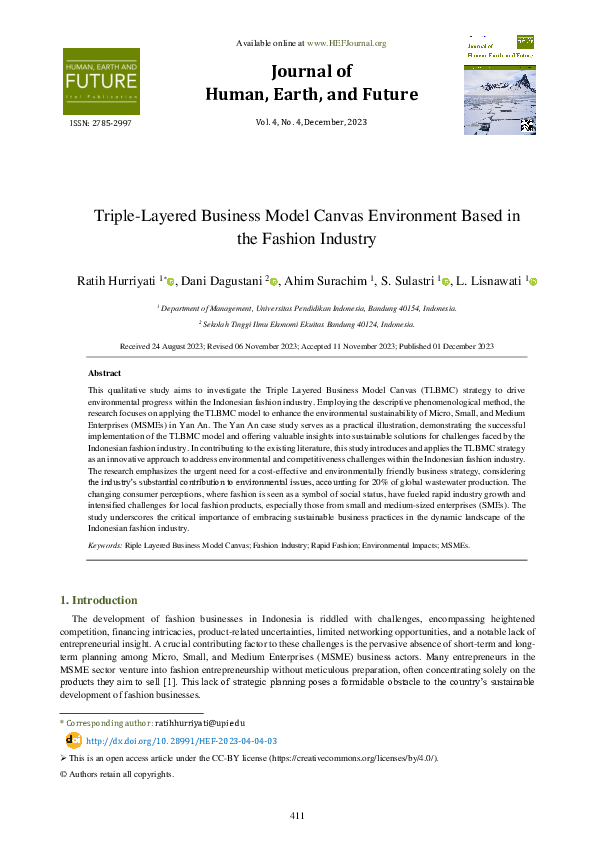 (PDF) Triple-Layered Business Model Canvas Environment Based in the ...