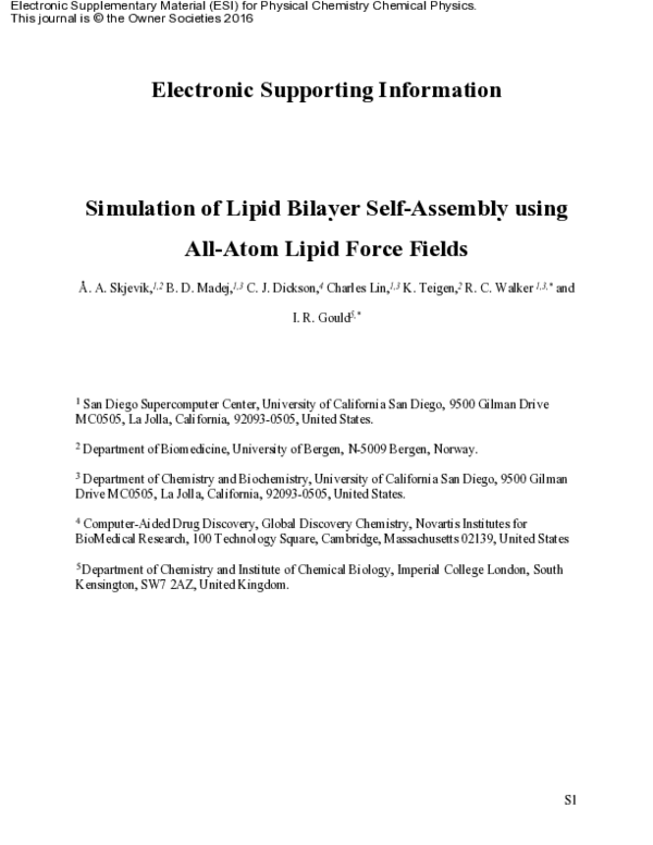(PDF) Simulation of lipid bilayer self-assembly using all-atom lipid ...