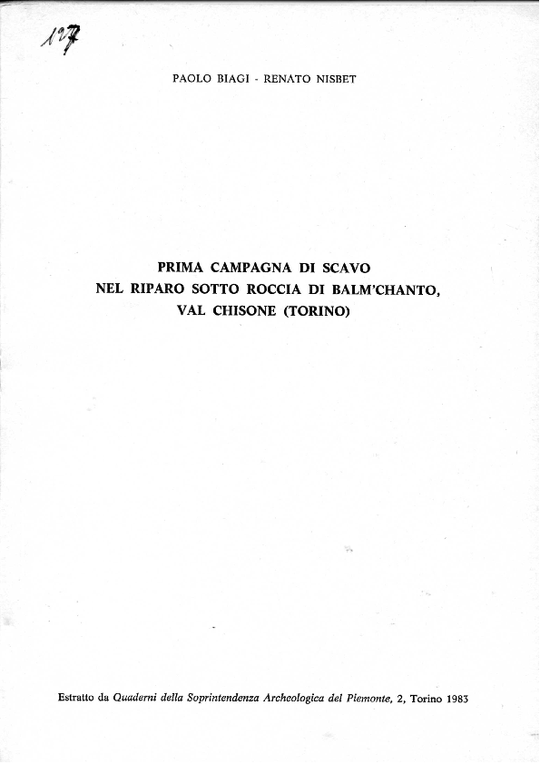 (PDF) Prima campagna di scavo nel riparo sotto roccia di Balm' Chanto ...