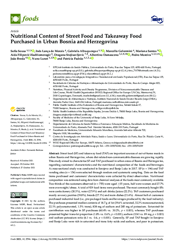 (PDF) Nutritional Content of Street Food and Takeaway Food Purchased in ...