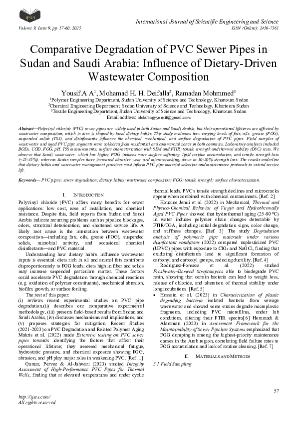 (PDF) Comparative Degradation of PVC Sewer Pipes in Sudan and Saudi ...