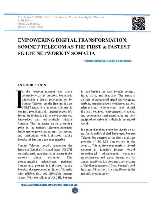 (PDF) EMPOWERING DIGITAL TRANSFORMATION: SOMNET TELECOM AS THE FIRST ...