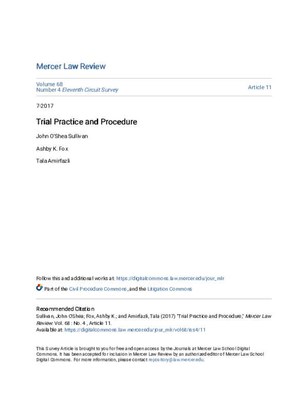 (PDF) Trial Practice and Procedure