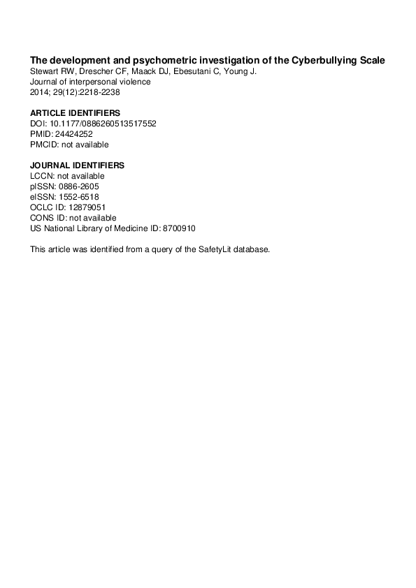 (PDF) The Development and Psychometric Investigation of the ...