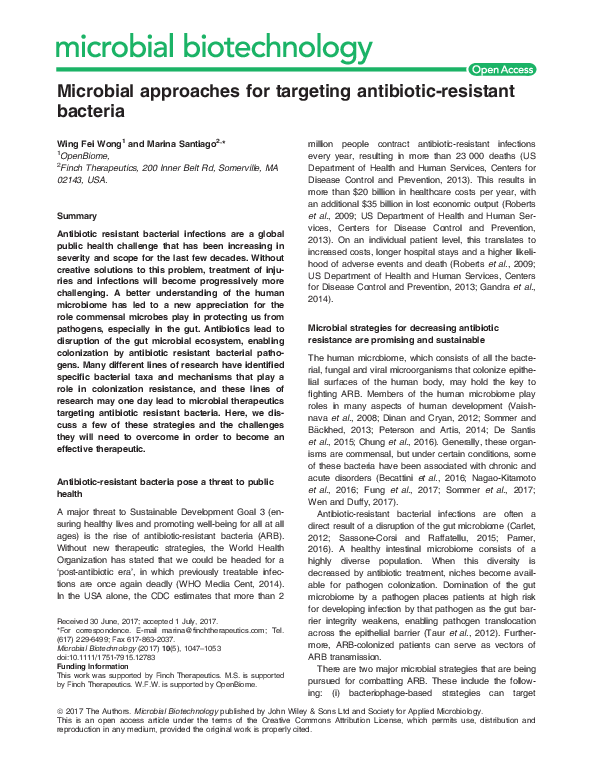 (PDF) Microbial approaches for targeting antibiotic-resistant bacteria