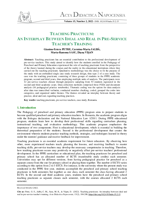 (PDF) Teaching practicum: an interplay between ideal and real in pre ...